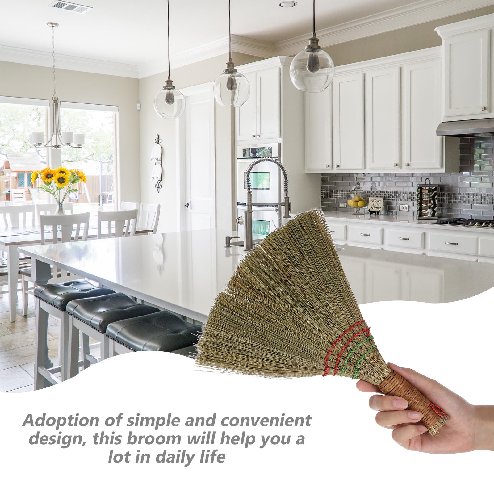 LIFKOME Small Whisk Broom Handheld Sweeper Brush Halloween Short Handle ...