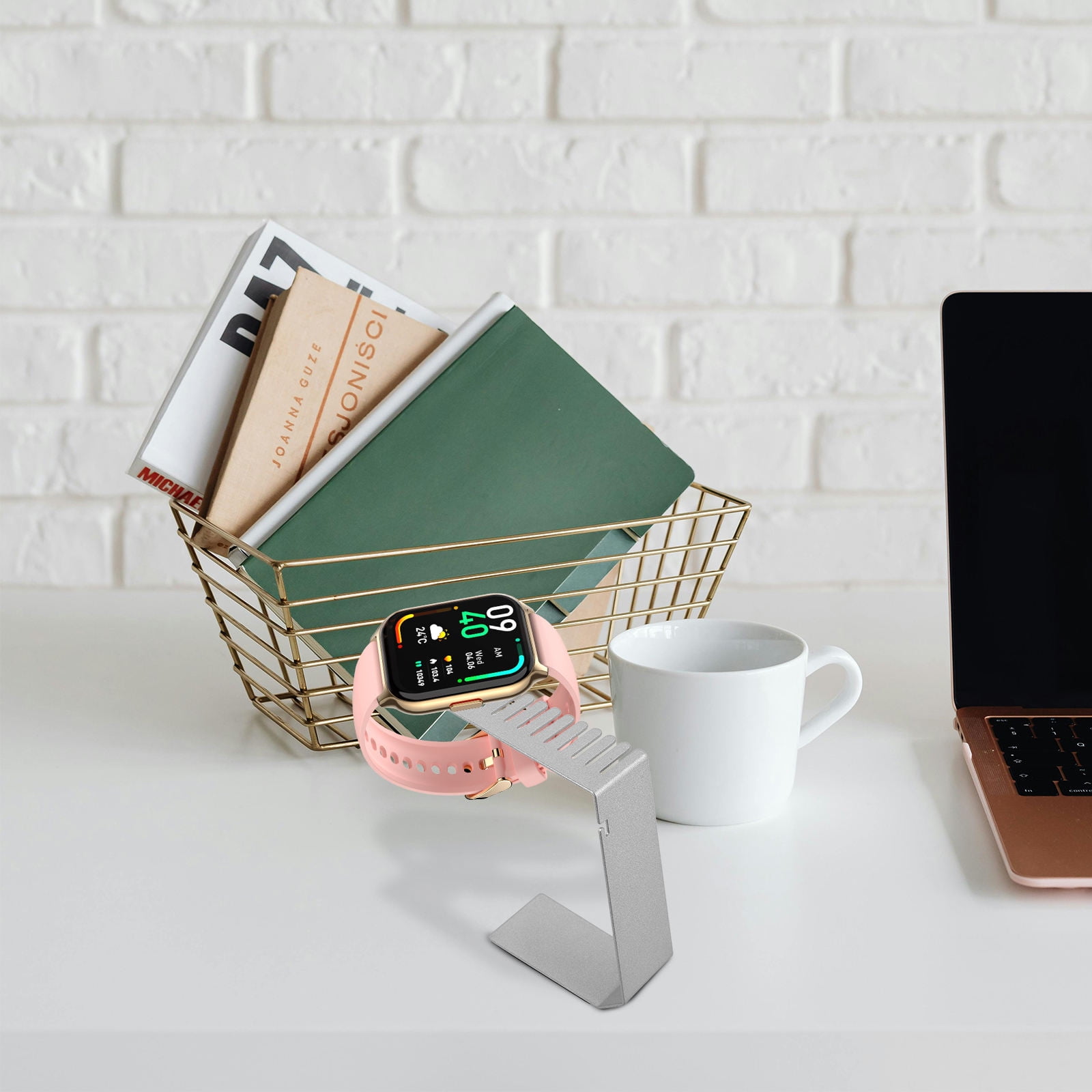 LIFKOME Smartwatch Charging Stand with Strap Storage Rack in Silver ...