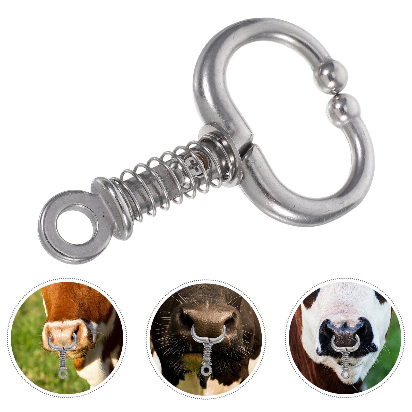 LIFKOME Steel Cattle Nose Piercing Ring Cow Nose Ring Livestock Spring ...