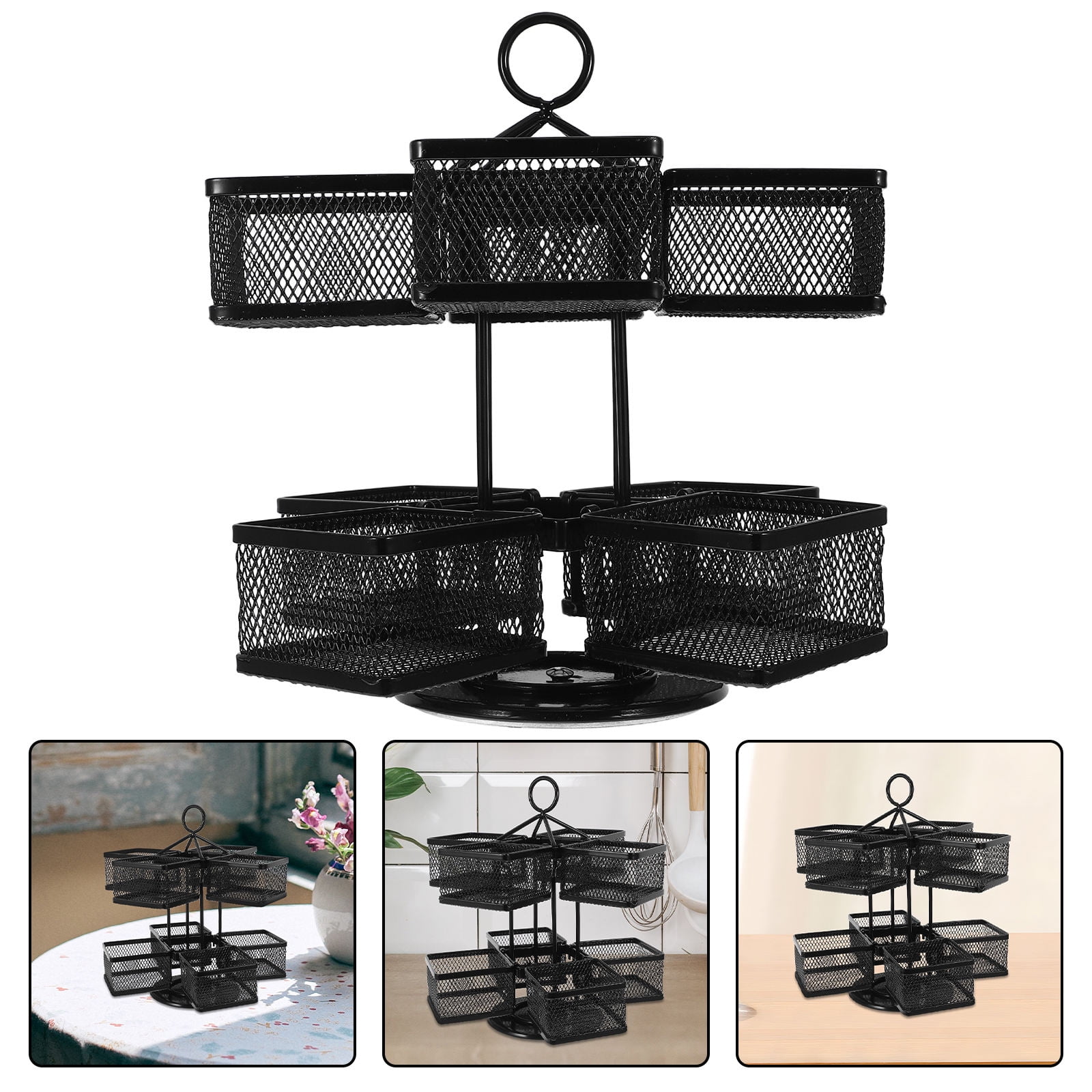 LIFKOME Tea Bag Organizer Box 360 Degree Rotating Iron Wire Storage ...