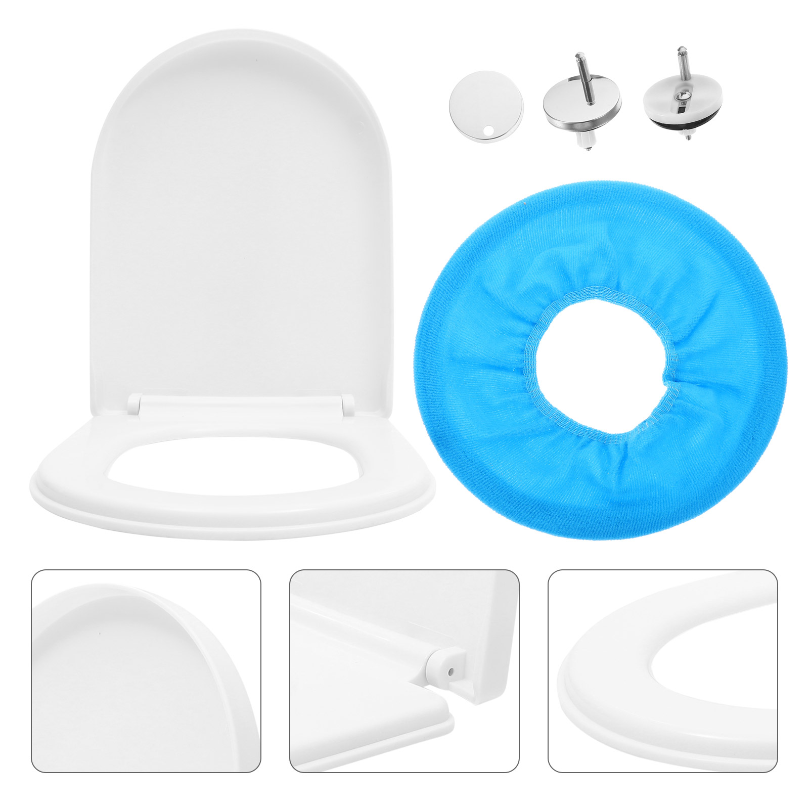 LIFKOME Traditional Toilet Seat Cover U Shaped Stainless Steel Hinge PP ...