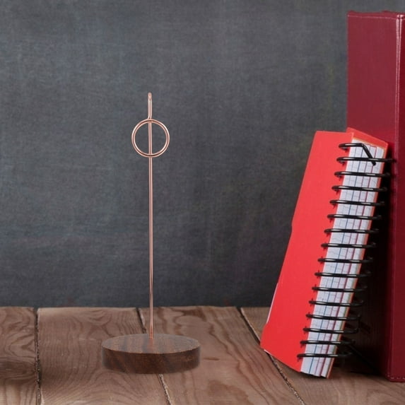 LIFKOME Walnut Wood Iron Memo Holder for Desk or Table Display Tags ...