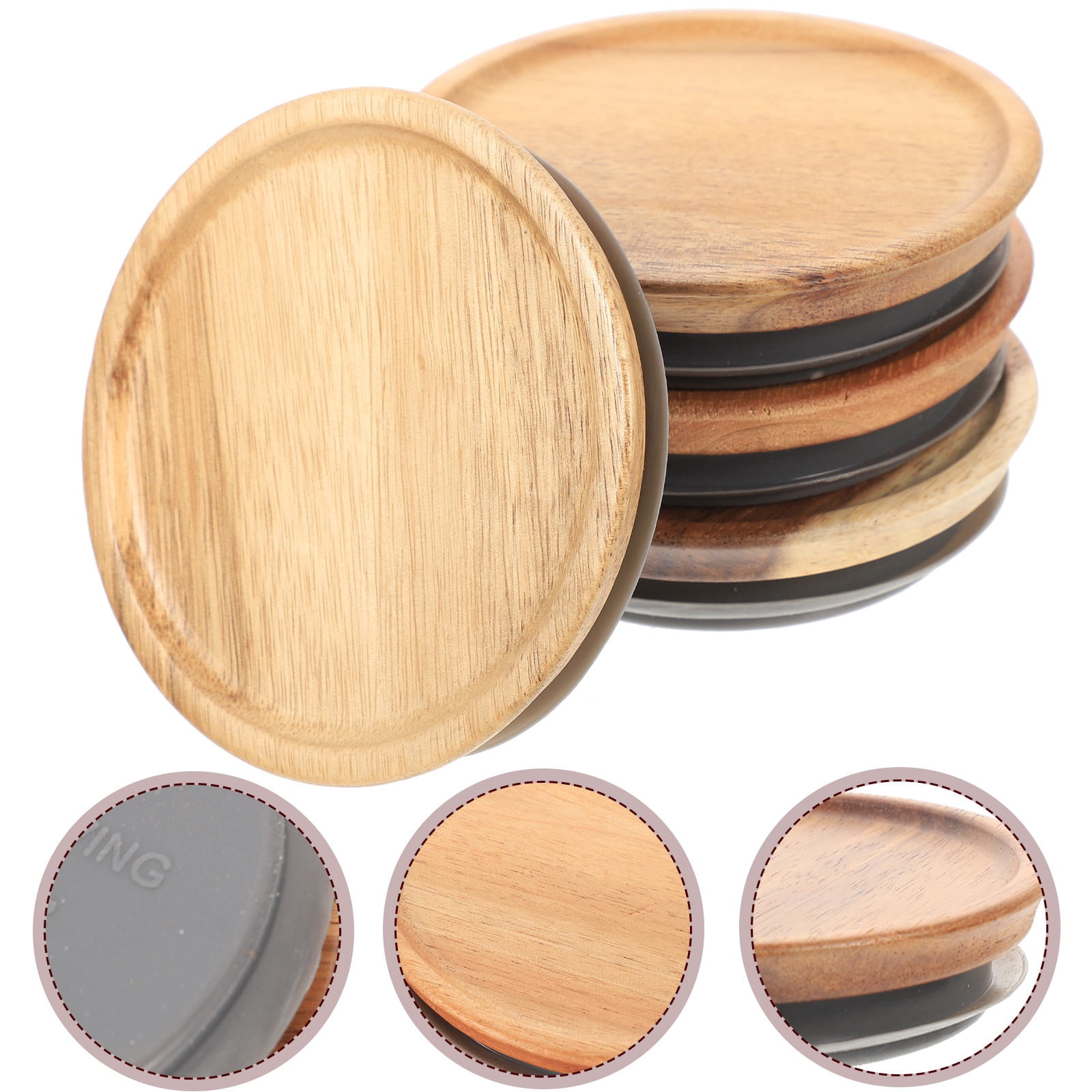LIFKOME Wooden Lids for Bottle with Smooth Silicone Seal Reusable Glass ...