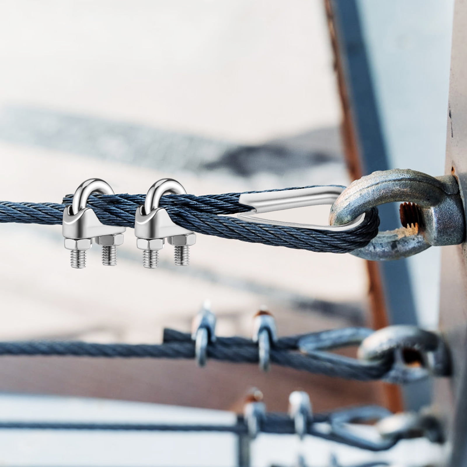 LIFKOME Worgeous 22 Pcs Wire Clamps Cable Clamp Rope Clips Stainless ...