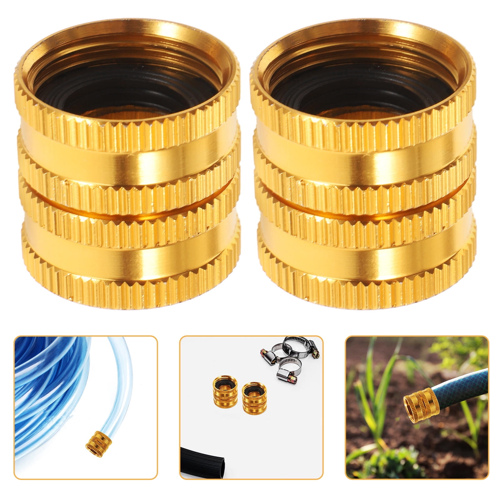 LIFKOME Worgeous 2pcs Brass Garden Hose with Dual Swivel Quick Connect ...