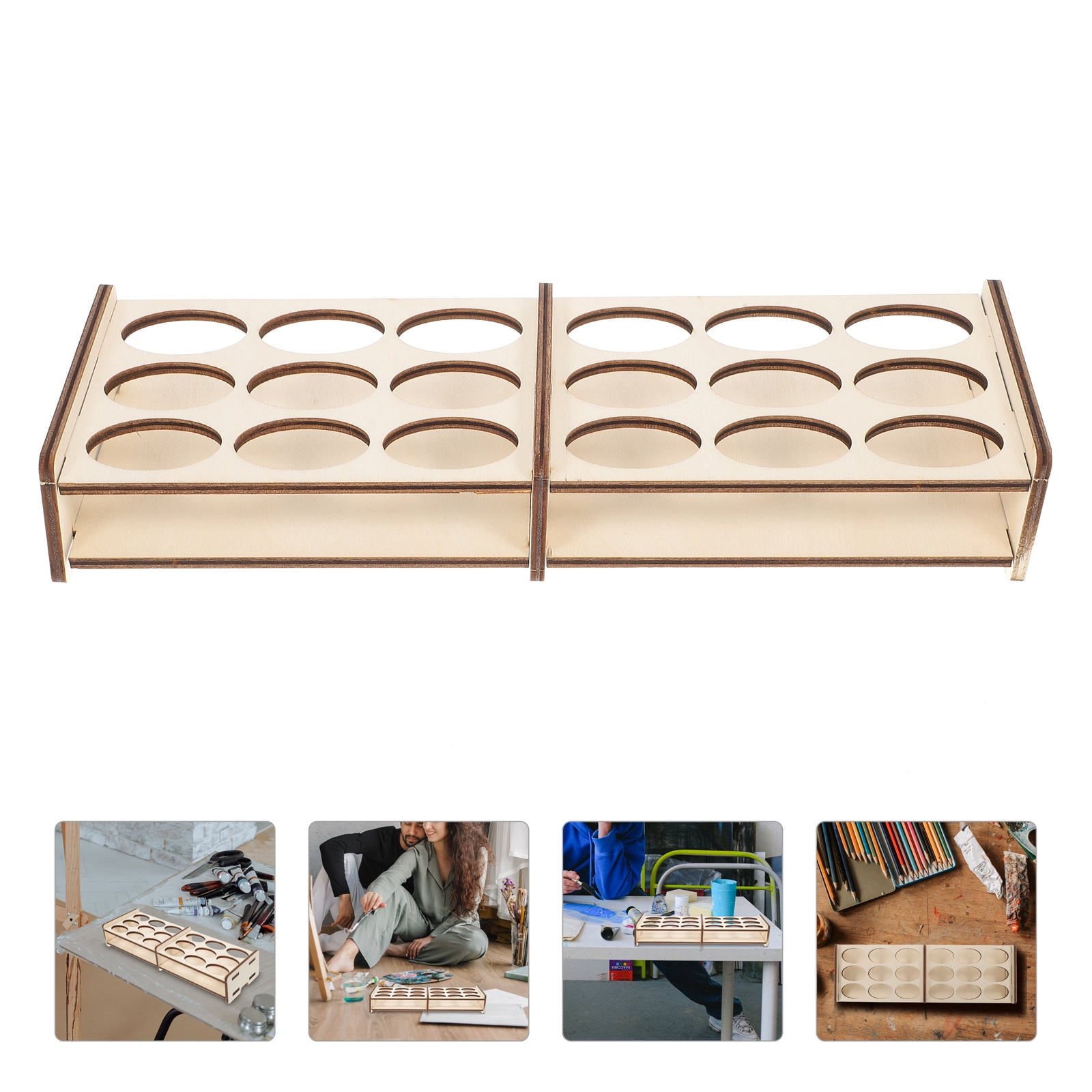 LIFKOME for Paint Rack Oil Paint Storage 29X9.5cm Light Brown - Walmart.com