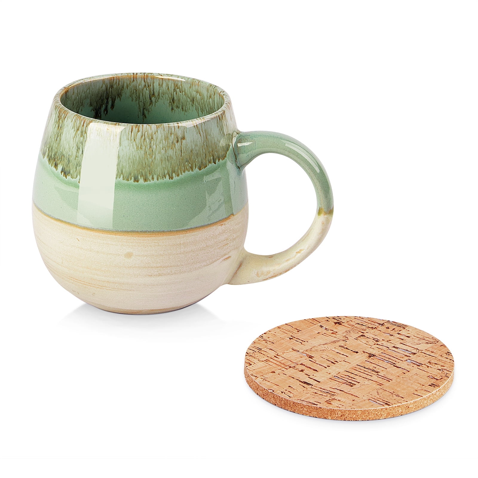 LIFVER Solid Kitchen Set: 21 Oz Large Ceramic Coffee Mug with Coaster ...