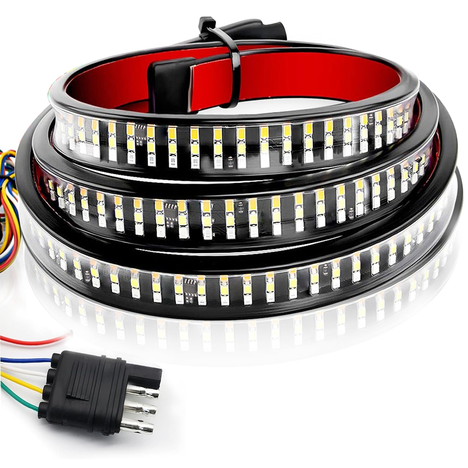 LIGBT 60Inch Tailgate Light Bar Triple Row 504 LED Strip with Red ...