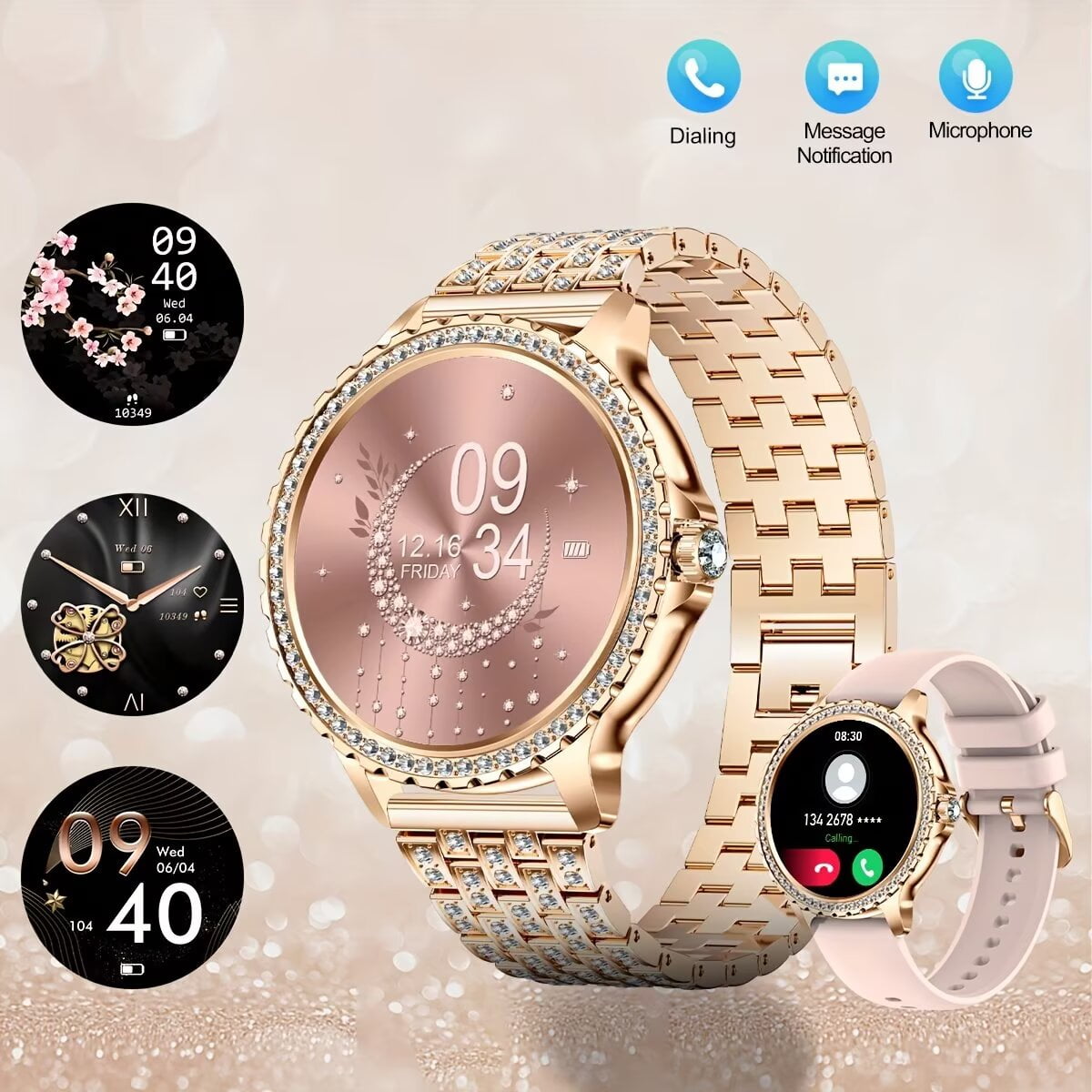 LIGE Women's Smart Watch with Wireless Call, 1.32 Inch Smartwatch with ...