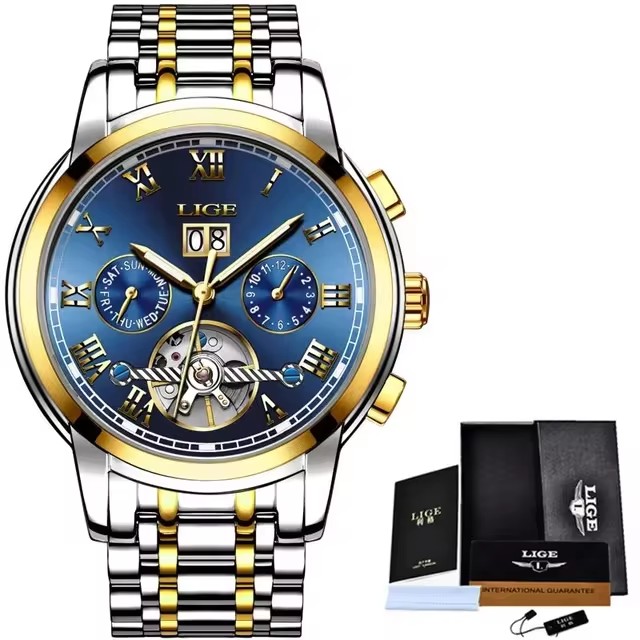 LIGE Fashion Men's Mechanical WristWatches Business Waterproof ...