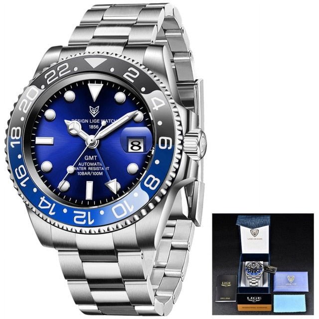 LIGE Men's Automatic Mechanical Water Resistant Luxury Wristwatch ...