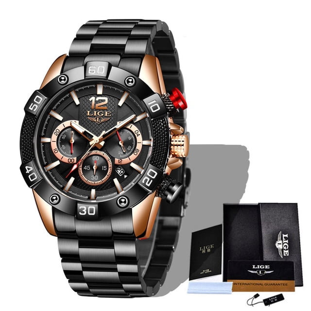 LIGE Multi-functional Waterproof Quartz Men's Watch - Walmart Business ...