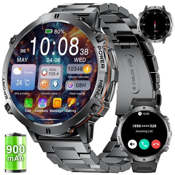 LIGE Smart Watches for Men with 900mAh Battery(60+Standby),1.73" AMOLED ...