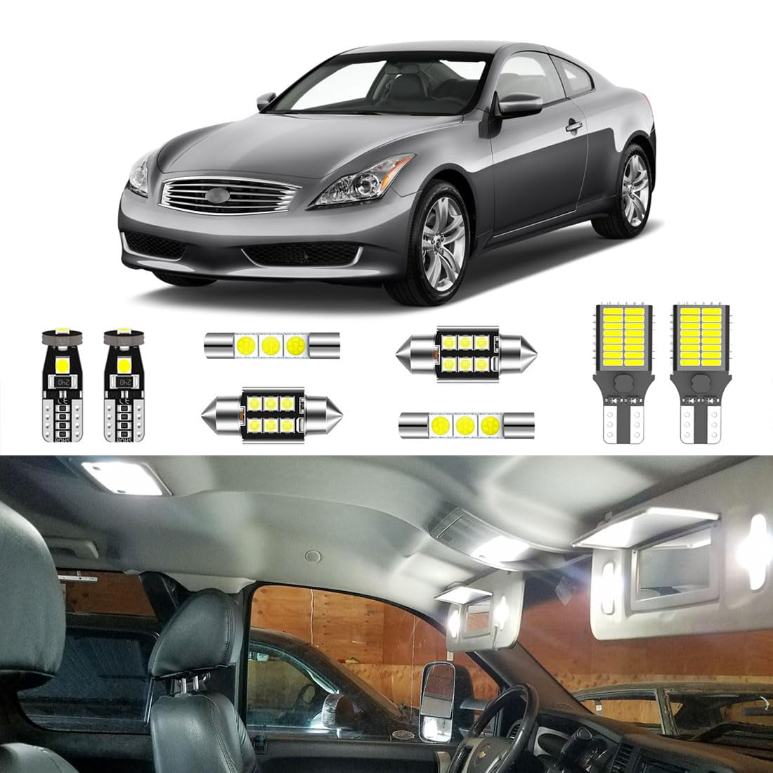 LIGHSTA 10PCS Super Bright White LED Interior Light Kit Package for ...