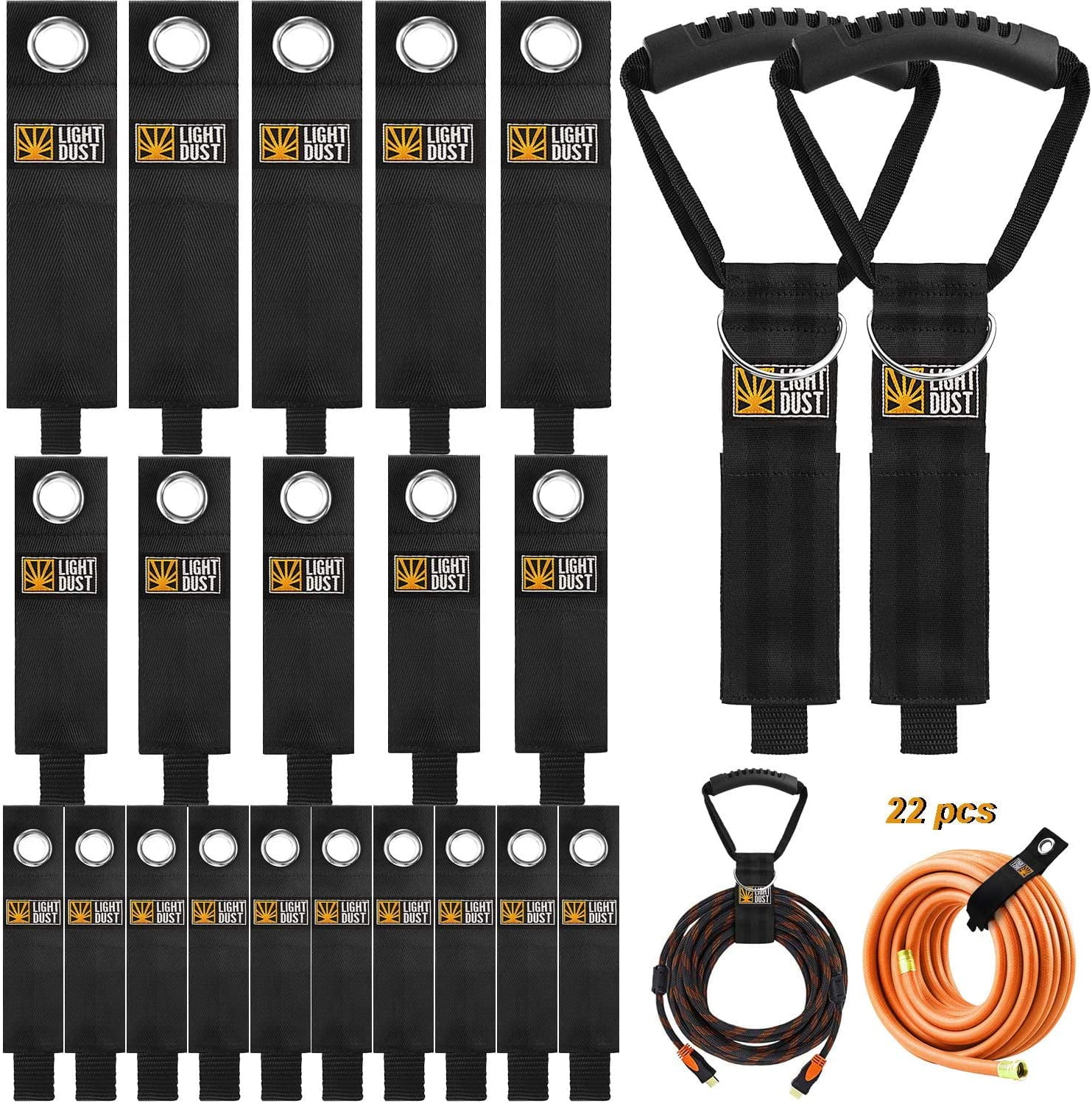 LIGHT DUST 22-Pack Heavy Duty Storage Straps | Black Fastening Straps ...