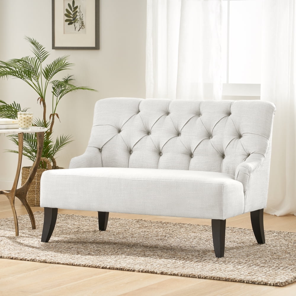 LIGHT GREY Fabric Upholstered Settee for Small Spaces | French Style ...