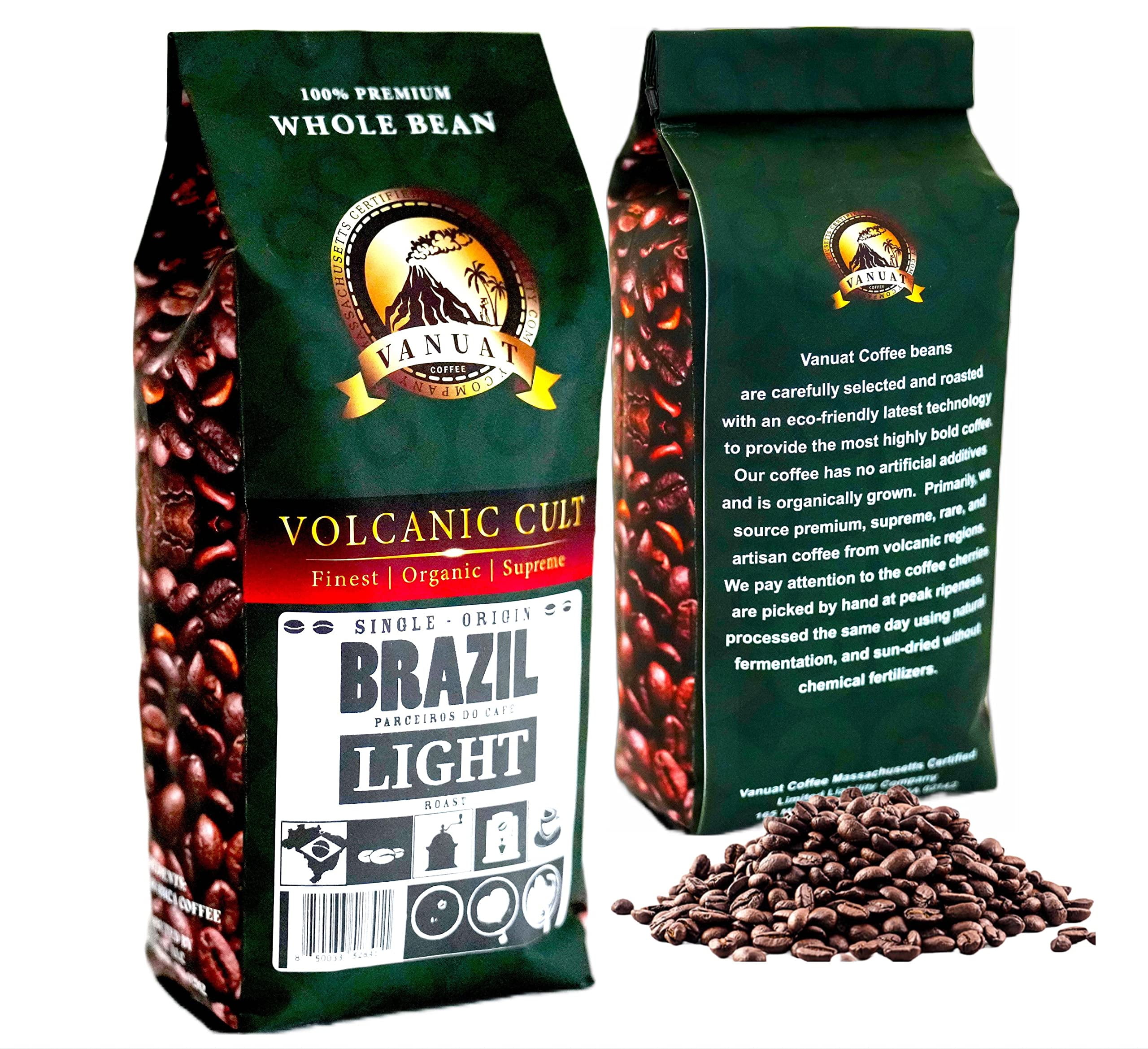 LIGHT ROAST Whole Bean Coffee Specialty Volcanic Organic Supreme Finest ...