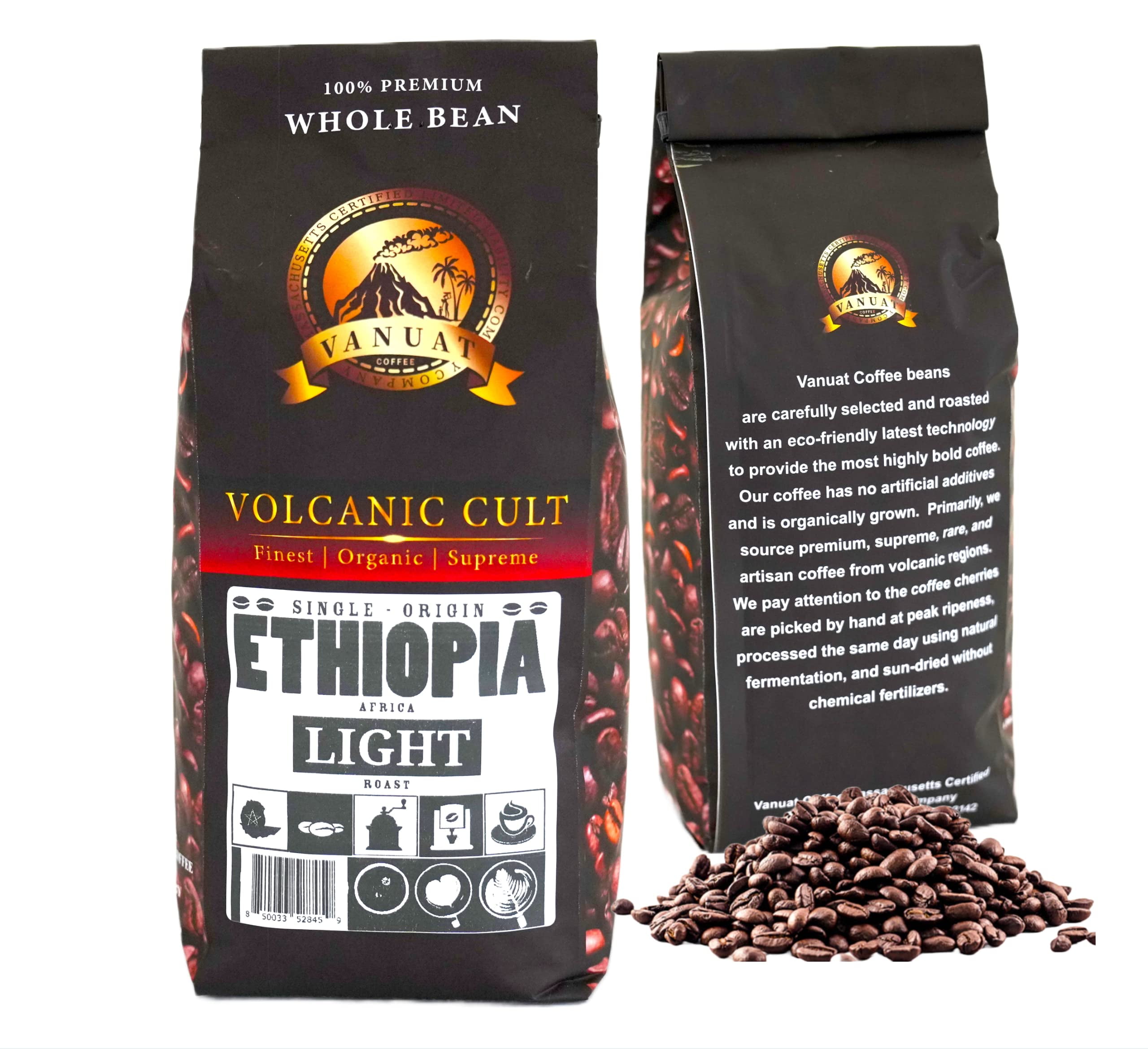 LIGHT ROAST Whole Bean Coffee Specialty Volcanic Organic Supreme Finest ...