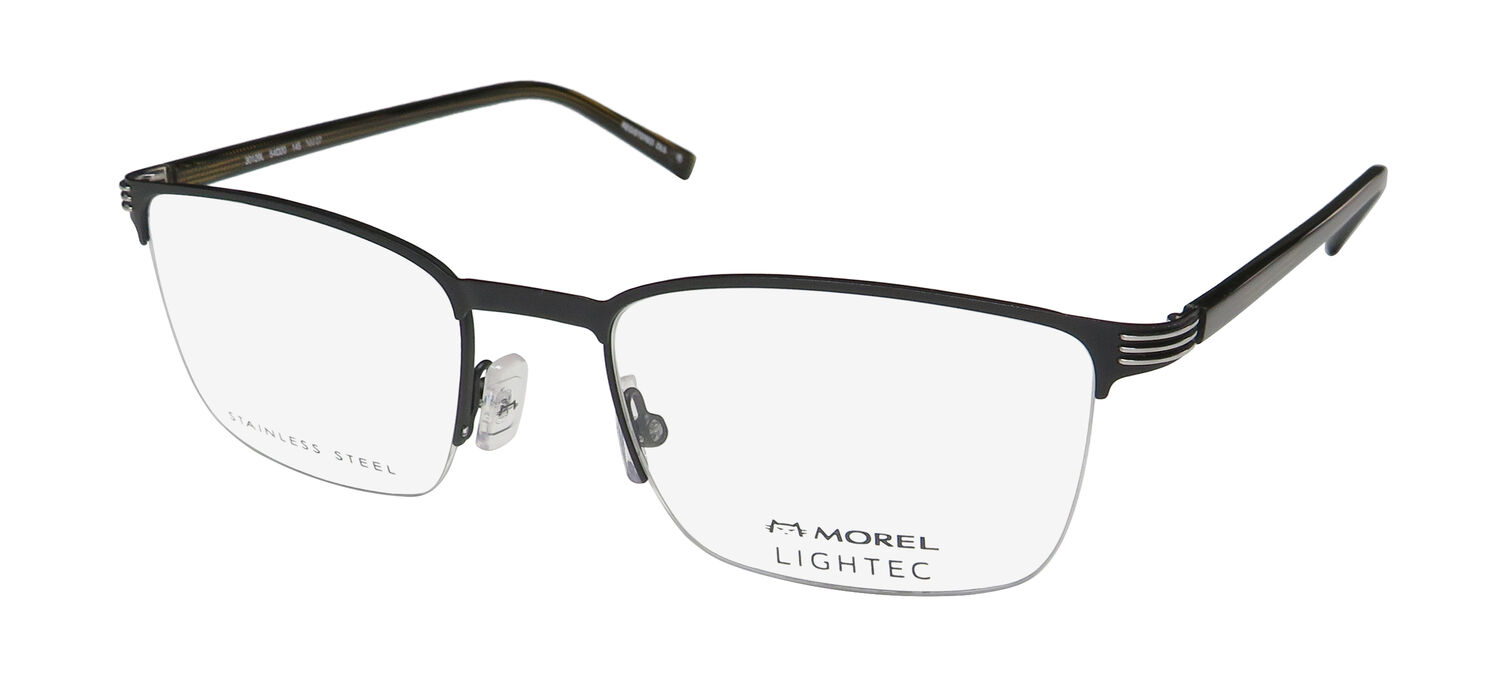 LIGHTEC 30129L HALF-RIM STAINLESS STEEL PLASTIC TEMPLES EYEGLASS FRAME ...