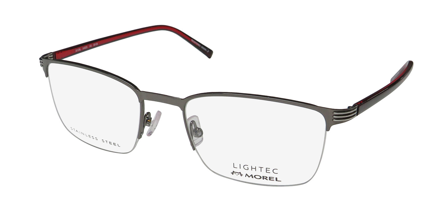 LIGHTEC 30129L HALF-RIM STAINLESS STEEL PLASTIC TEMPLES EYEGLASS FRAME ...