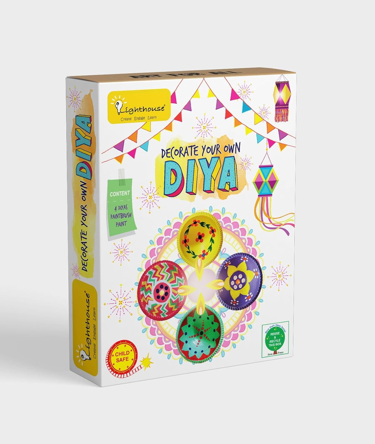 LIGHTHOUSE Artful Diya Decoration Kit for Diwali Paint Your Own Festive ...