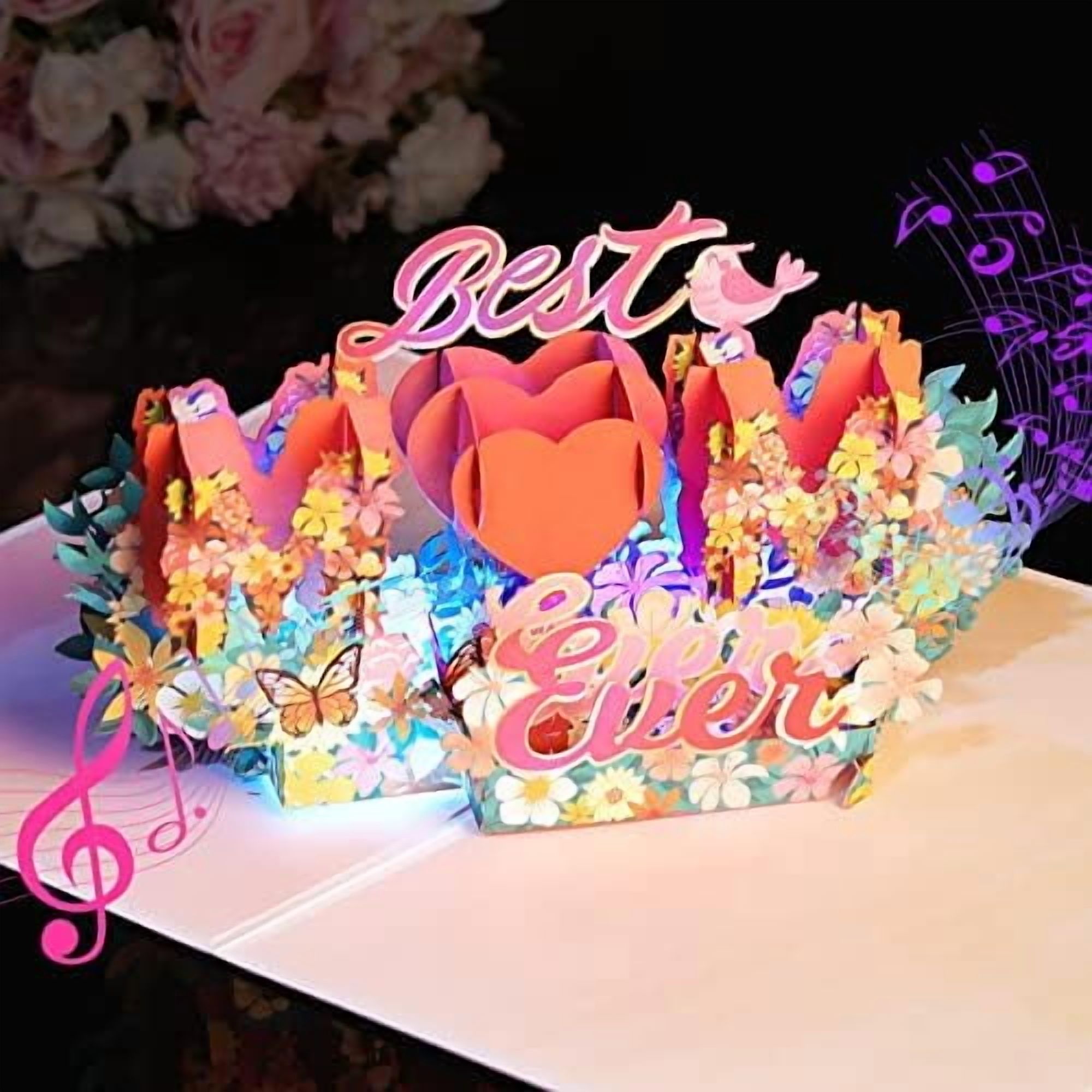 LIGHTS & MUSIC Mothers Day Pop Up Card, Happy Mother’s 3D Card from ...