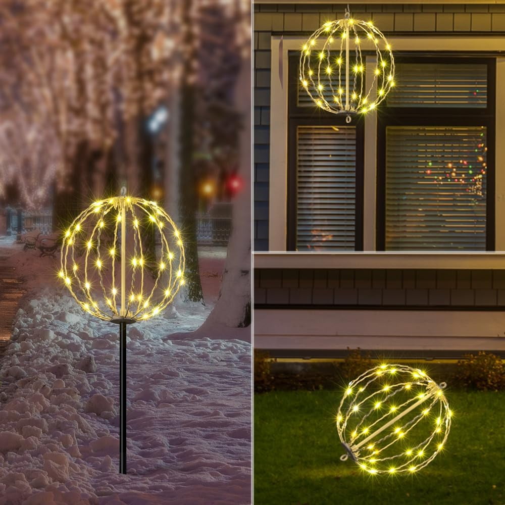 LIGHTSHARE 10IN 48LED Light Ball Yard Decoration Pathway Lights Sphere ...