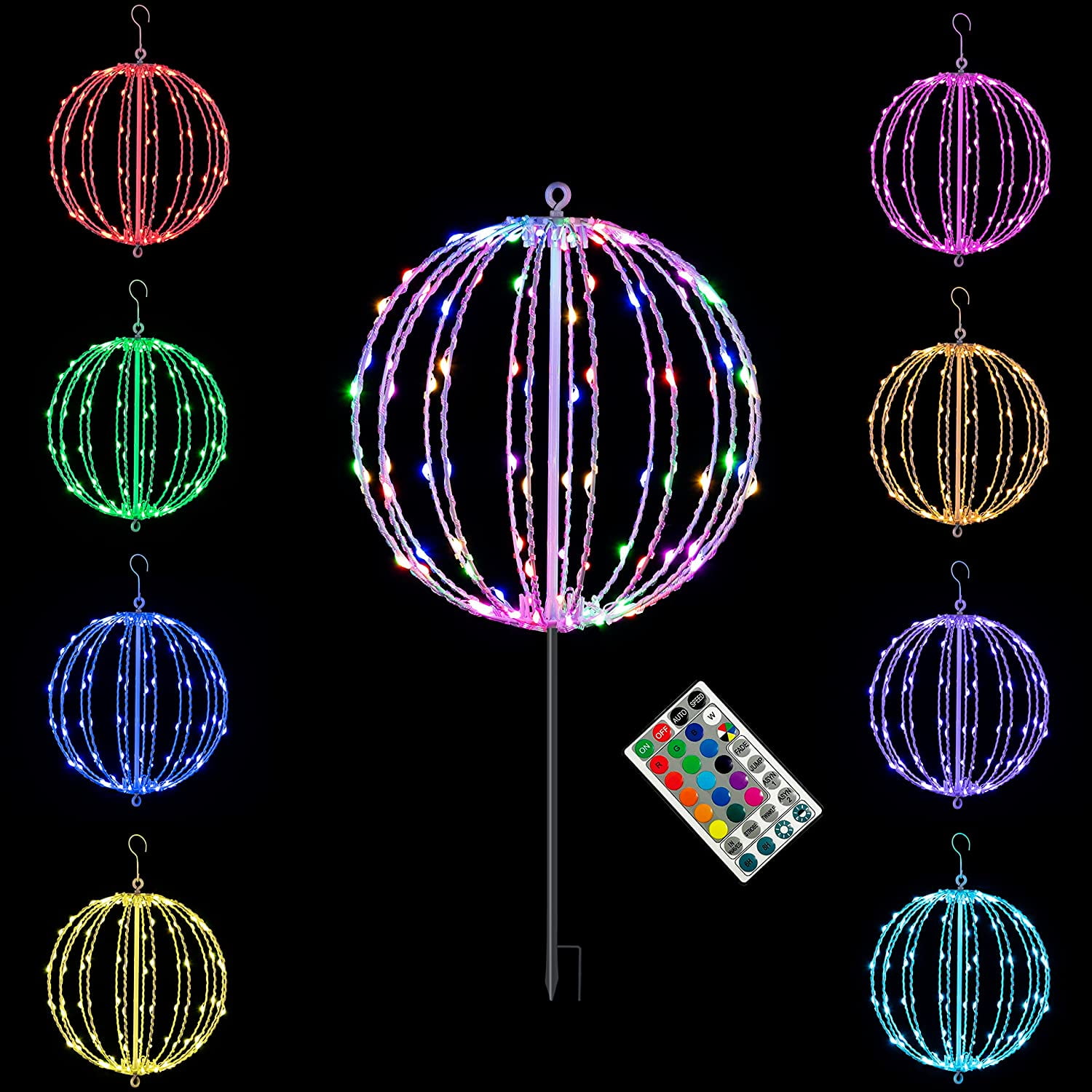 LIGHTSHARE 12IN 96LED Light Ball Yard Decoration Pathway Lights Sphere ...