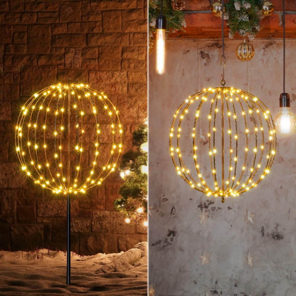 LIGHTSHARE 16IN 128LED Light Ball Yard Decoration Pathway Lights Sphere ...