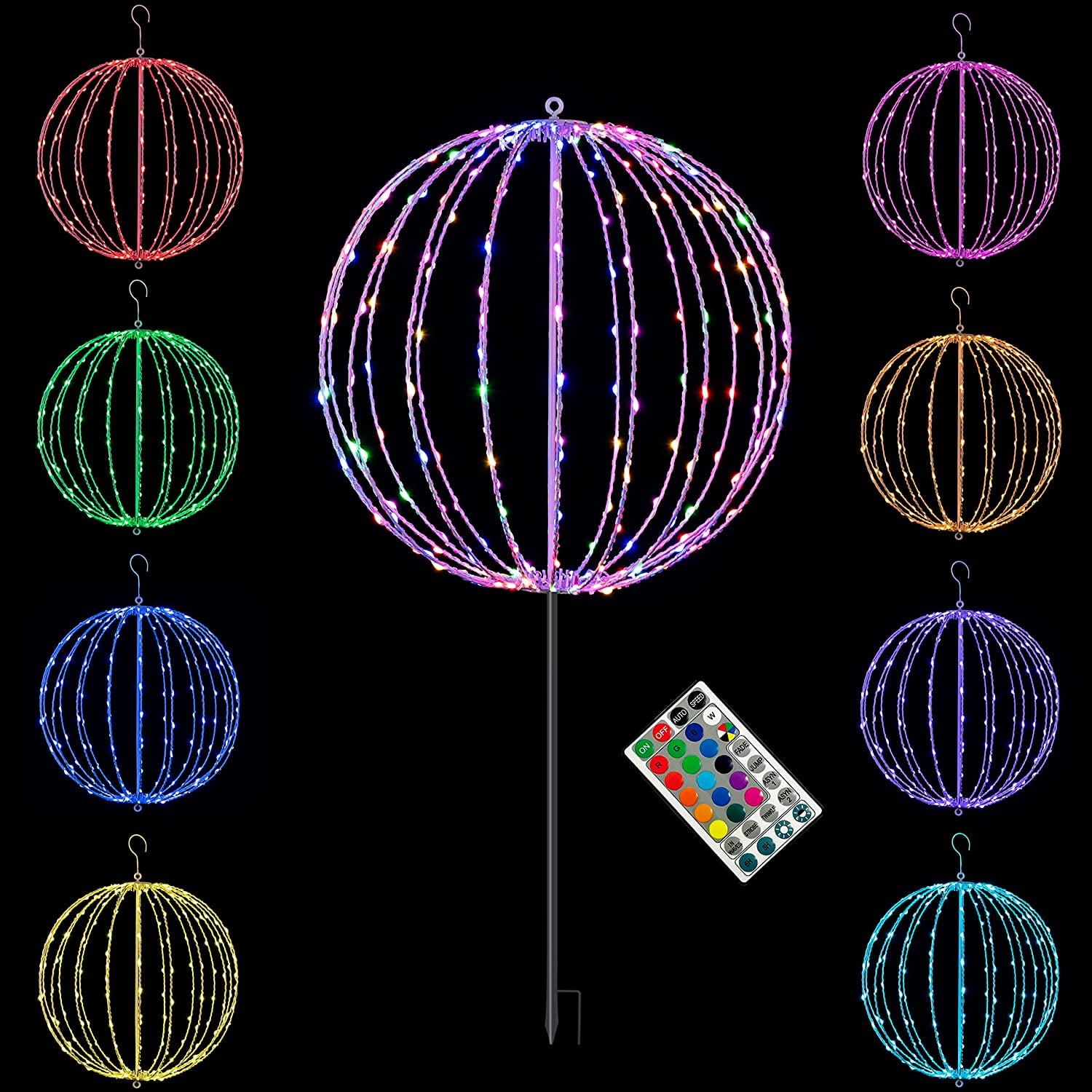 LIGHTSHARE 20IN 200LED Light Ball Yard Decoration Pathway Lights Sphere ...