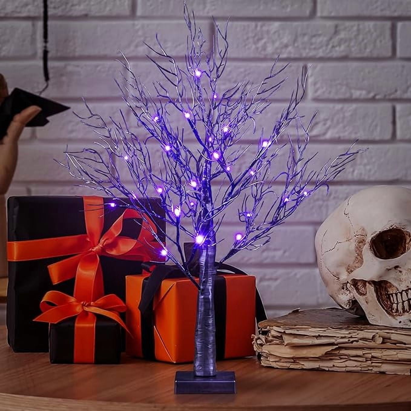 LIGHTSHARE 26IN Halloween Willow Bonsai 20LED Lights Artificial Black ...