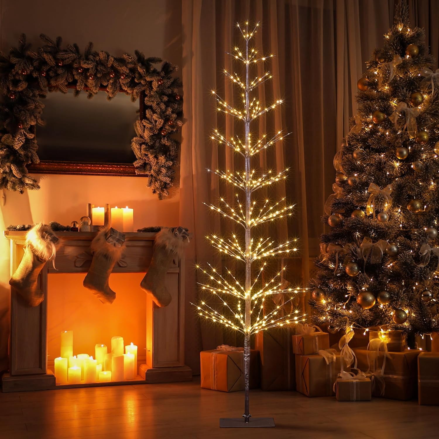 LIGHTSHARE 6FT 325L Lighted Starlit Tree, Warm White, for Home ...