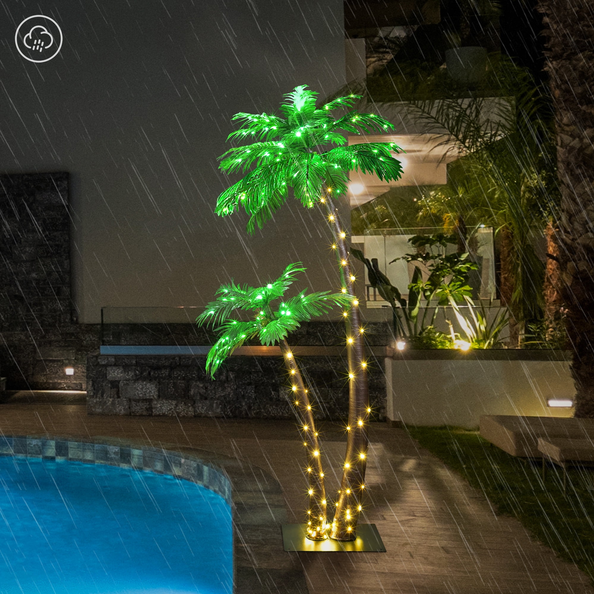LIGHTSHARE Gorgeous Artificial Lighted Solar Palm Tree 4FT&6FT Office ...