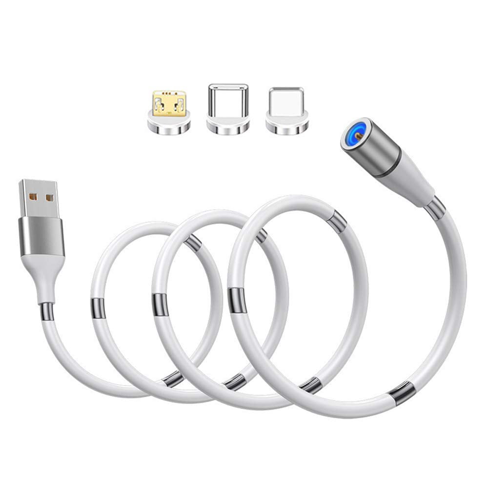LIGHTSMAX Self Winding Magnetic Absorption Charging Cable,Universal 3 ...