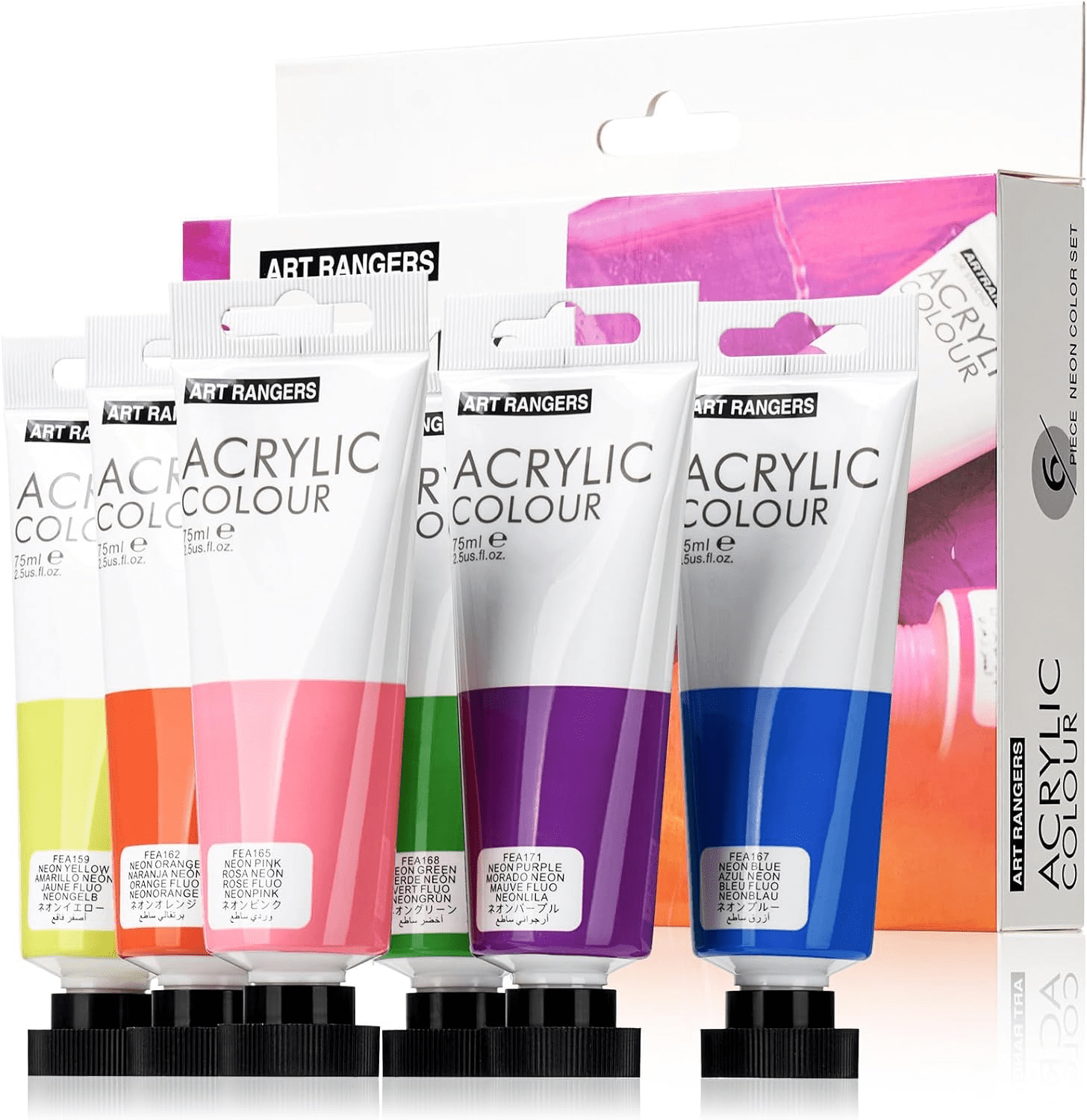 LIGHTWISH Acrylic Paints, 75ml/2.5 Fl oz Each Tube, Set of 6 Colors for ...