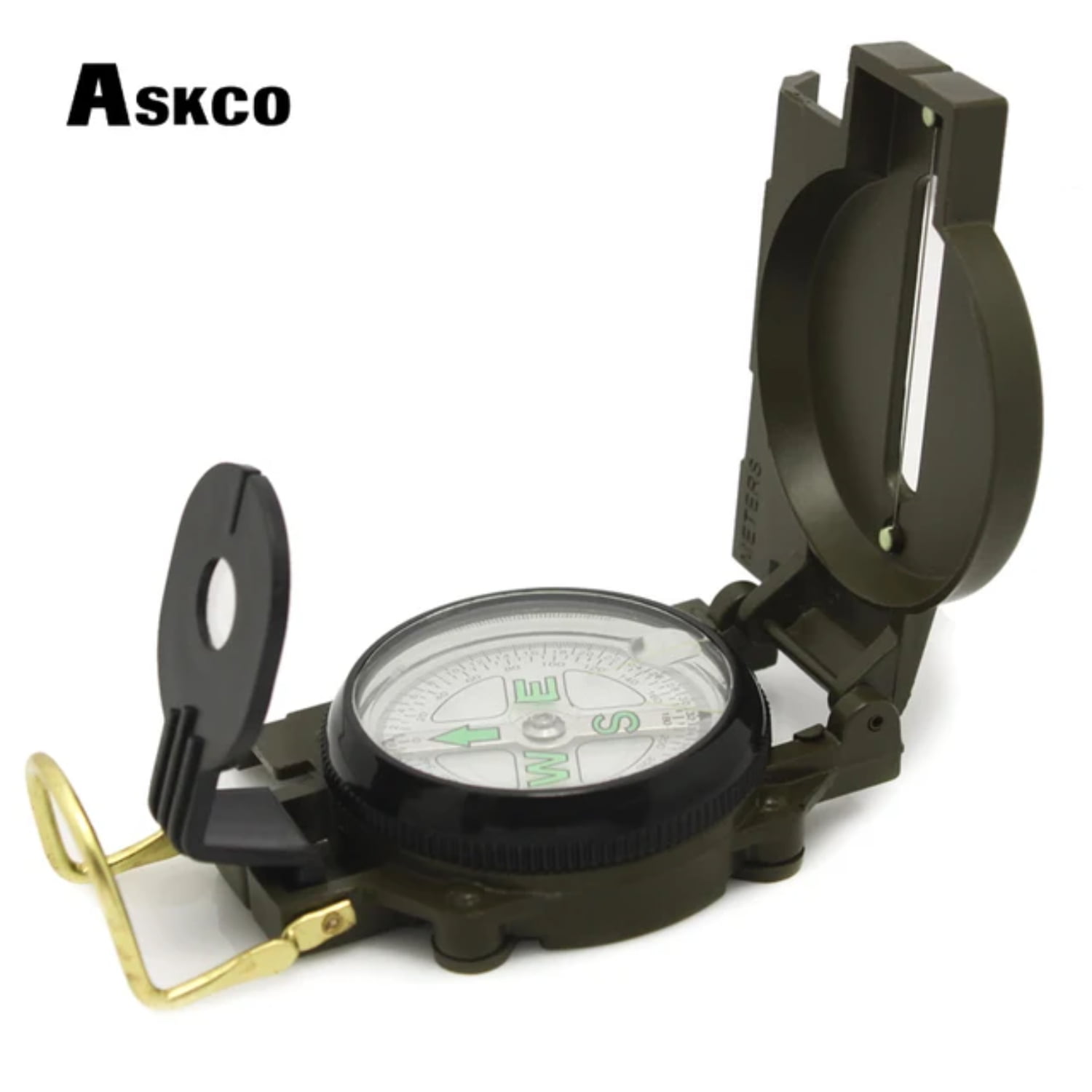 LIGJUN Highly Accurate Portable Military Grade Green Lensatic Compass ...