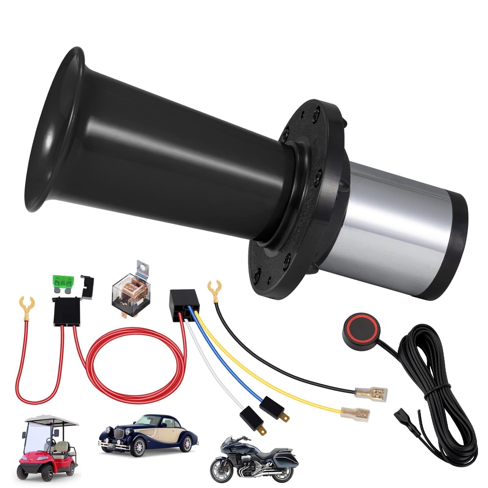 LIGUOB Horn 12V Kit, Antique Classic Car Hot Rod Horn with Wire and ...