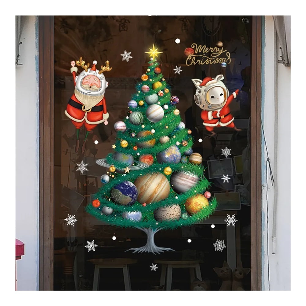 LIGUbn Cartoon Christmas Window Decals Noël Glass Wall Decor Christmas ...