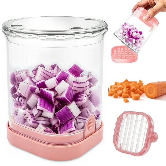 "PopStore Food Chopper, Manual Hand Vegetable Dicer with Stainless ...