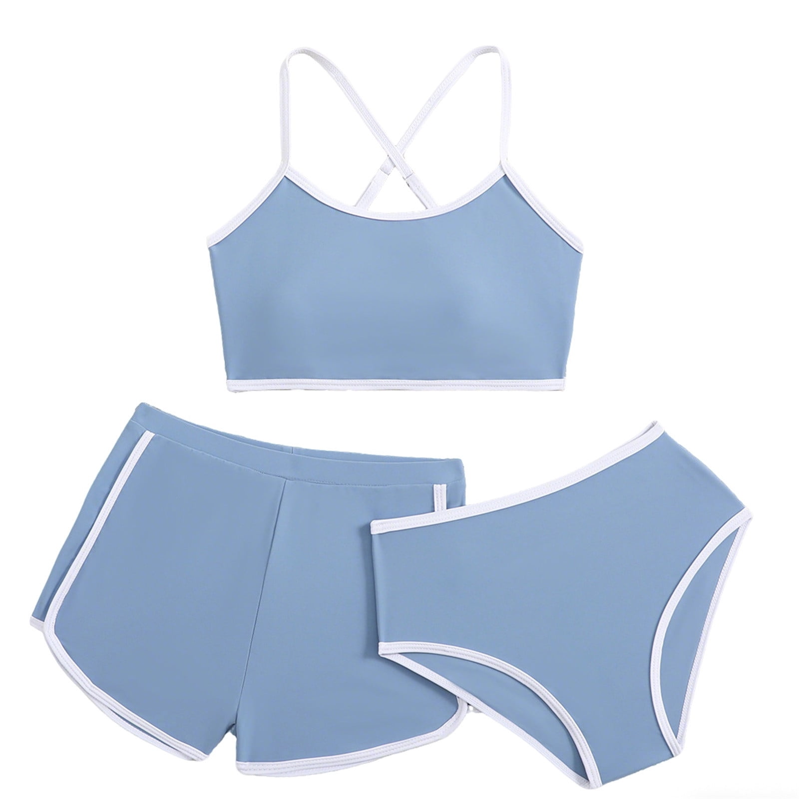 LIIPEE Big Girls Bikinis 3 Piece Set Kids Casual Summer Solid Color ...