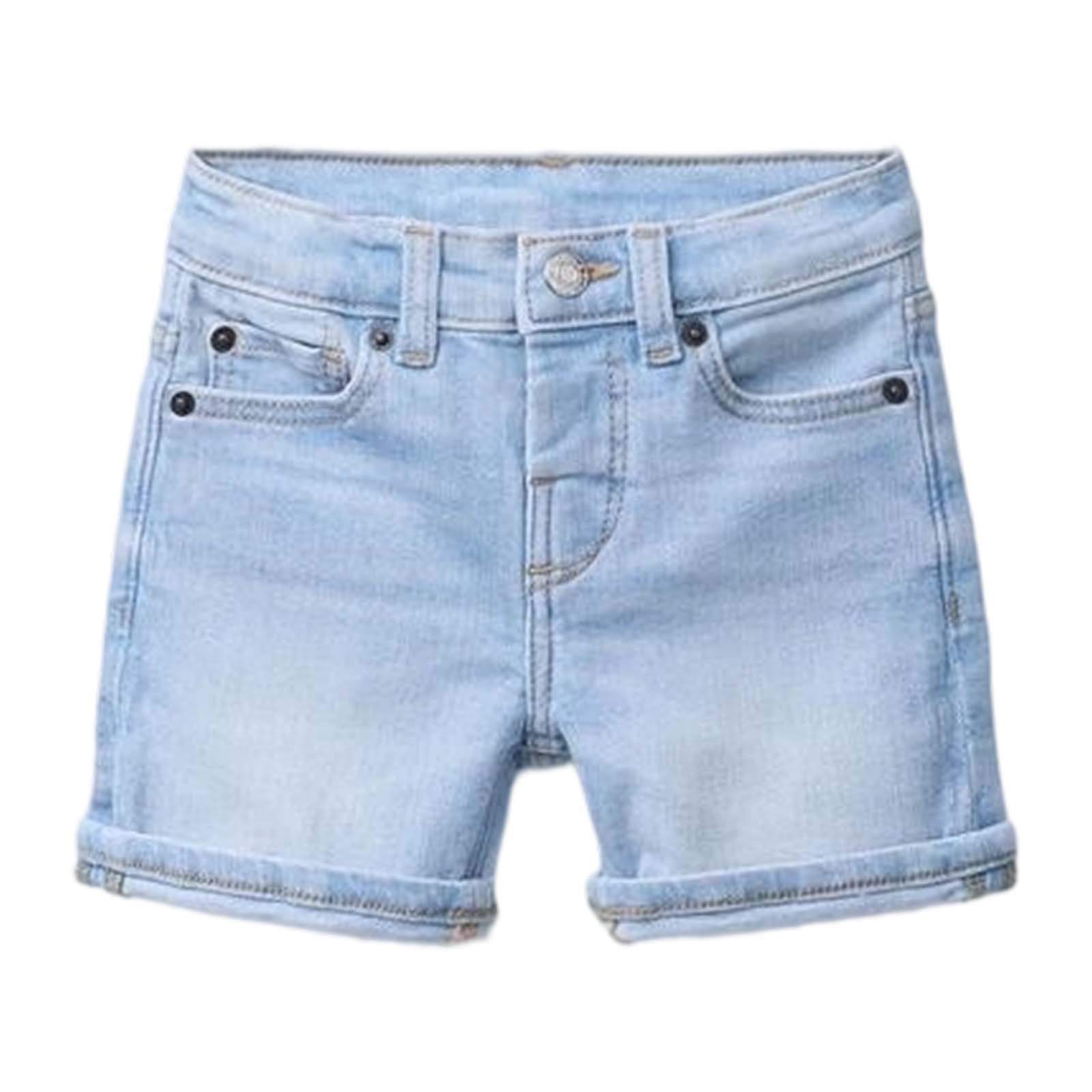 LIIPEE Boys Jean Shorts Stretch Button Down Denim Shorts With Pockets ...