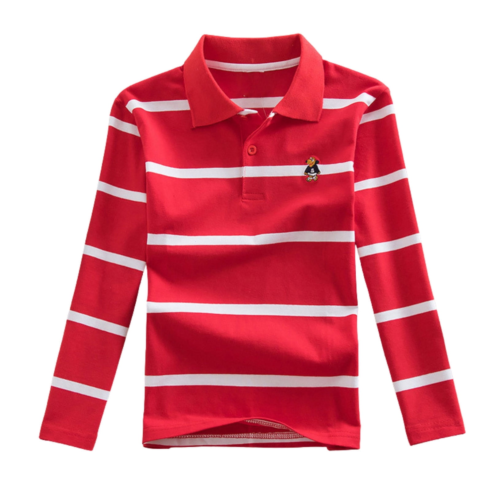 LIIPEE Boys Shirts Cartoon Embroidery Long Sleeve Turndown Collar ...