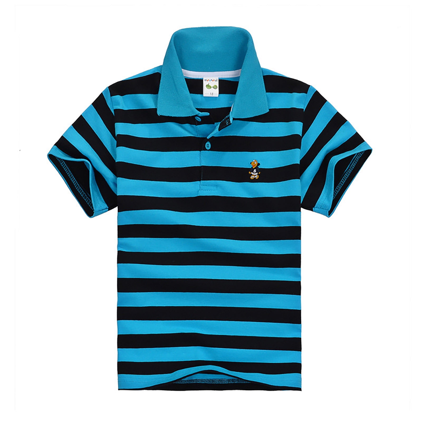 LIIPEE Boys Shirts Cartoon Embroidery Short Sleeve Turndown Collar ...