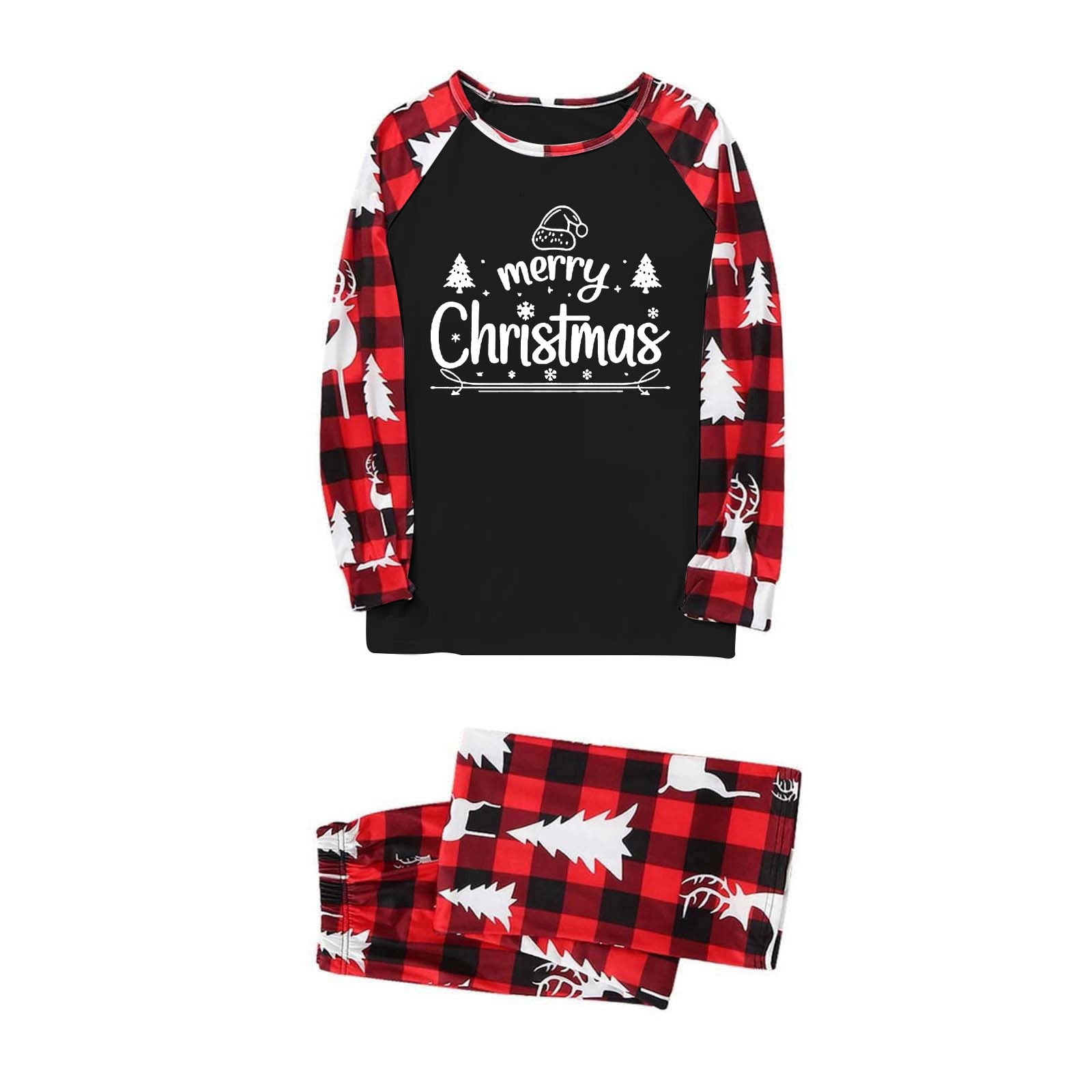 LIIPEE Family Pajamas Christmas Cartoon Graphic Letter Printed Long ...