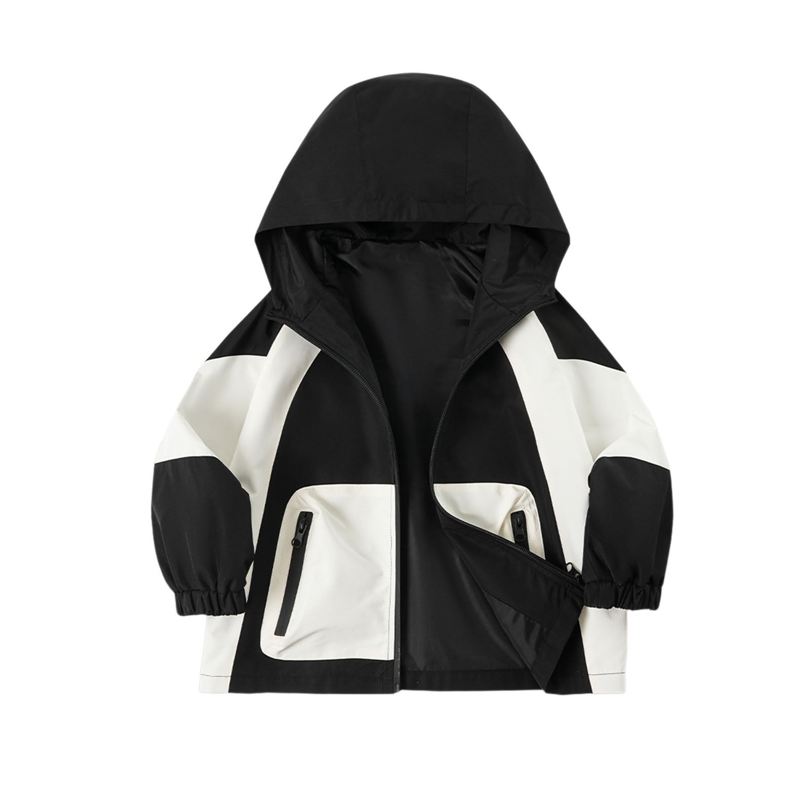 LIIPEE Girls Boys Jacket Color Block Long Sleeve Hooded Zip Up ...