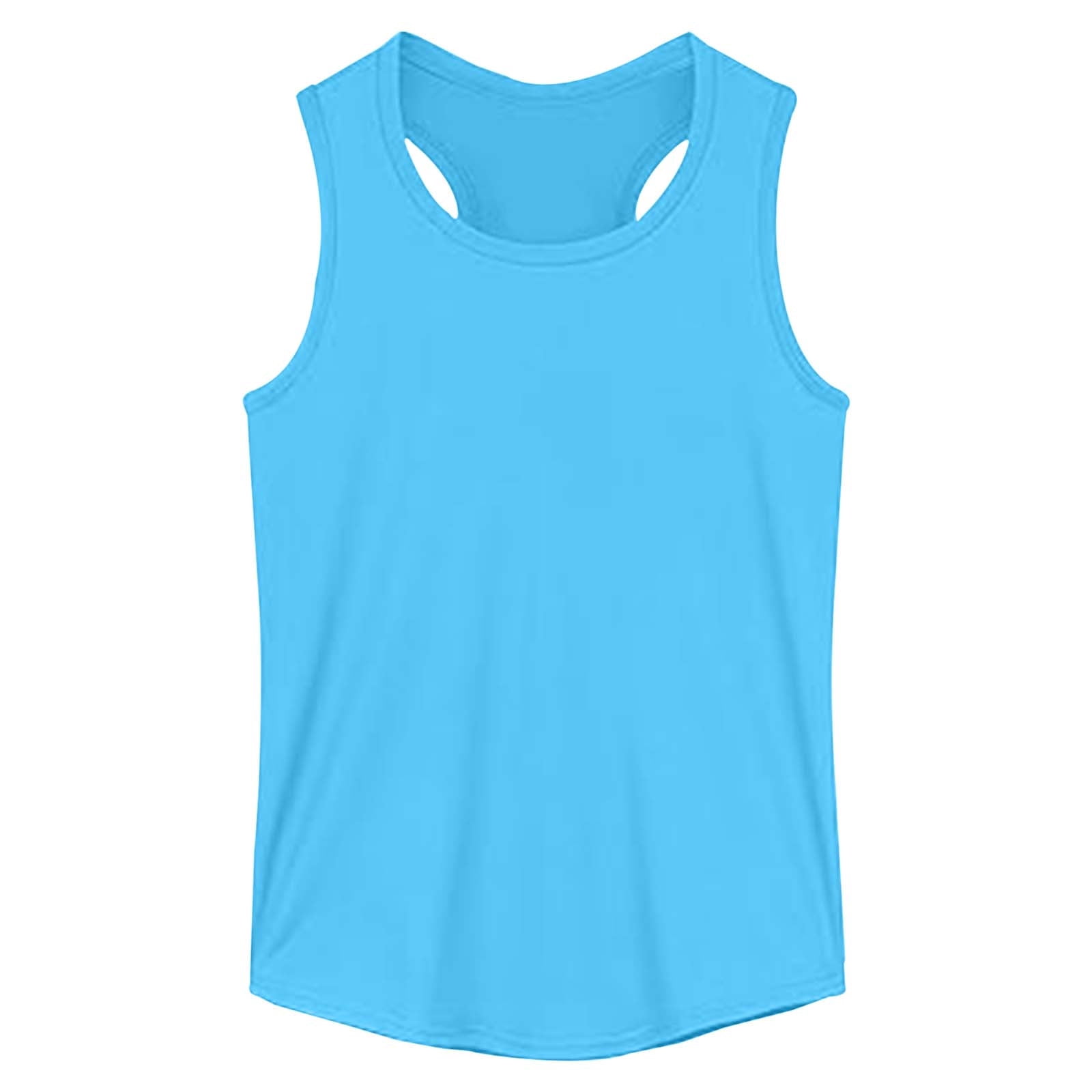 LIIPEE Girls Boys Shirt Solid Color Sleeveless Round Neck Racerback ...