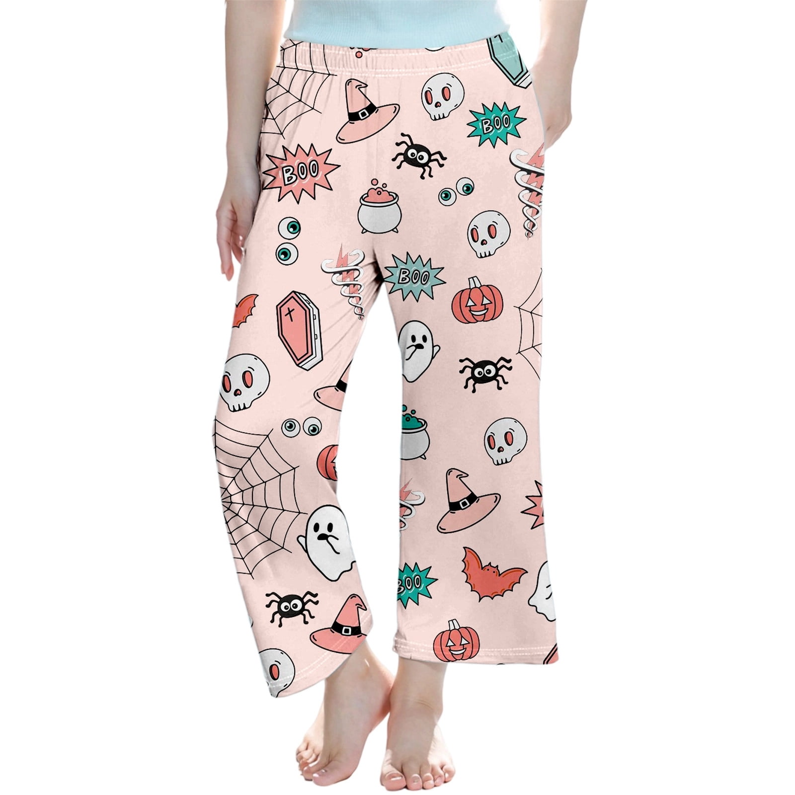 LIIPEE Girls Boys Sleepwear Pants Halloween Cartoon Ghost Pumpkin ...