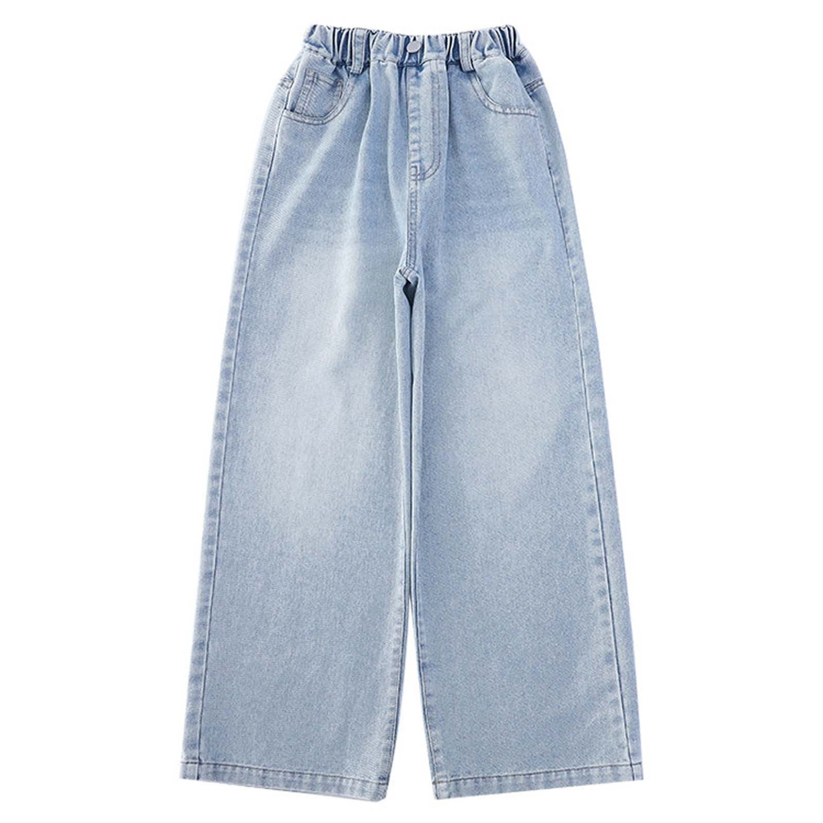 LIIPEE Girls Jeans Pants Spring Summer Fashion Elastic Waist Straight ...