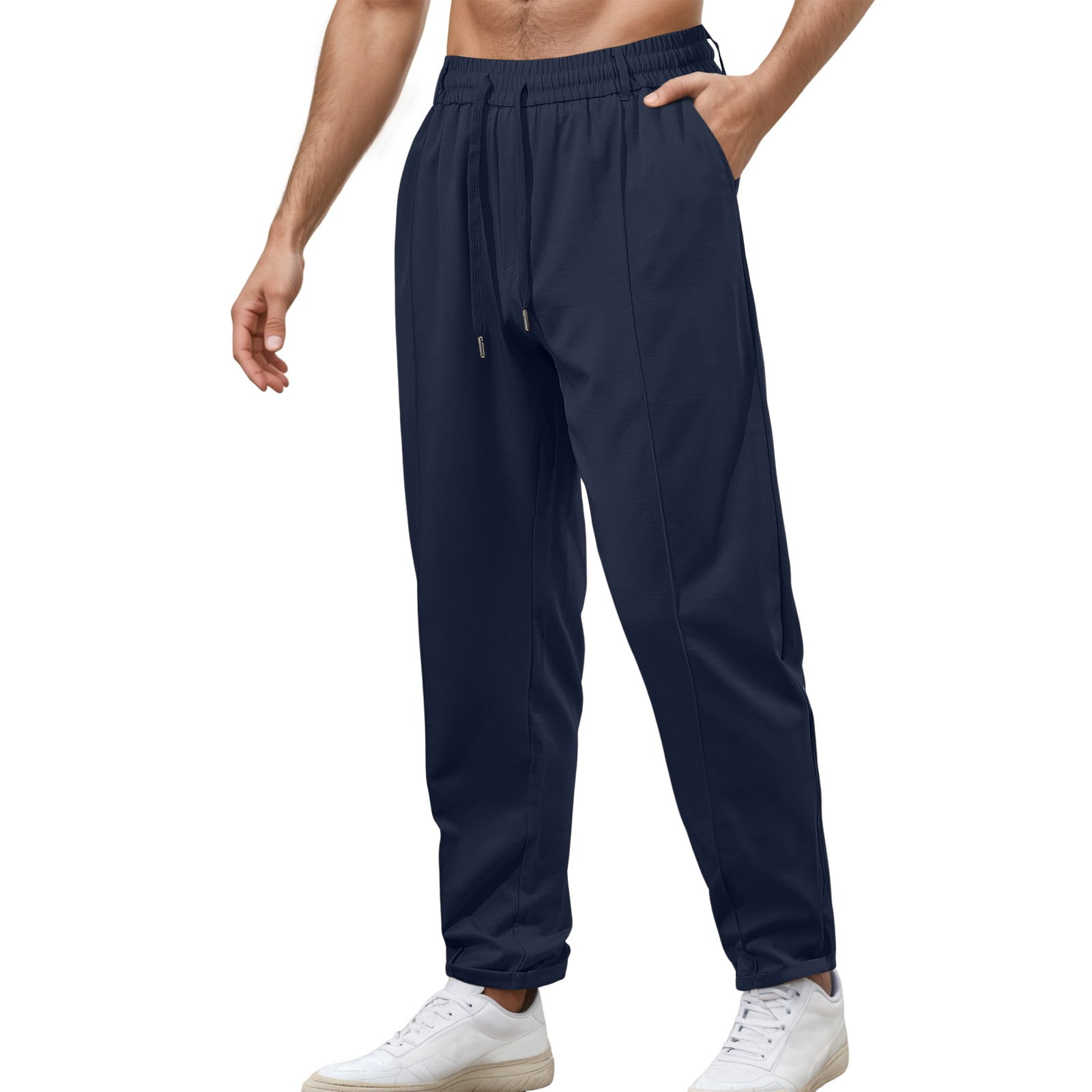 LIIPEE Mens Casual Pants Spring Summer Versatile Solid Color Elastic ...