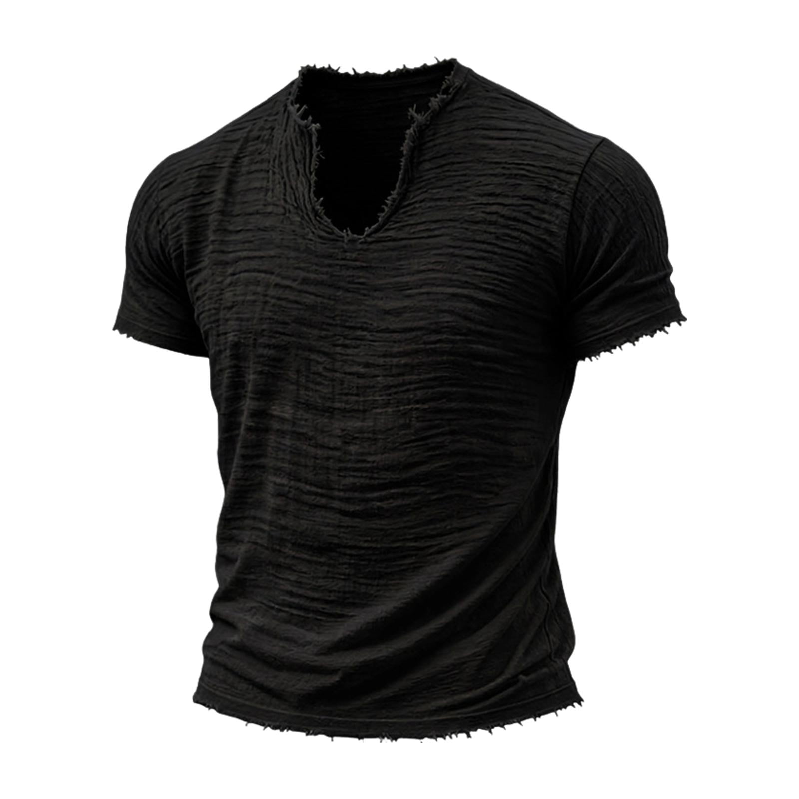 LIIPEE Mens T-Shirts Father'S Day Gifts Summer Casual Solid Color V ...